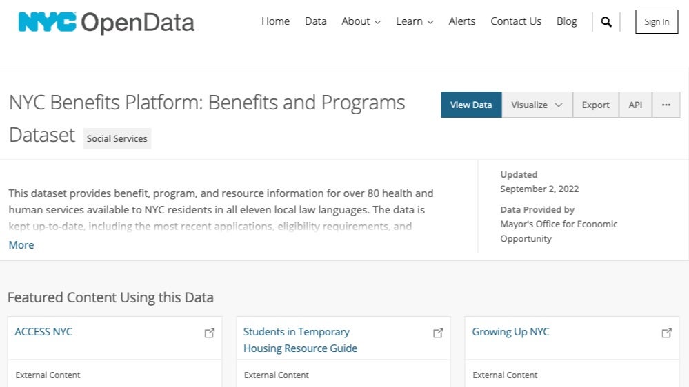 NYC Benefits Platform Benefits And Programs Dataset Digital NYC Benefits Platform Benefits And Programs Dataset Digital