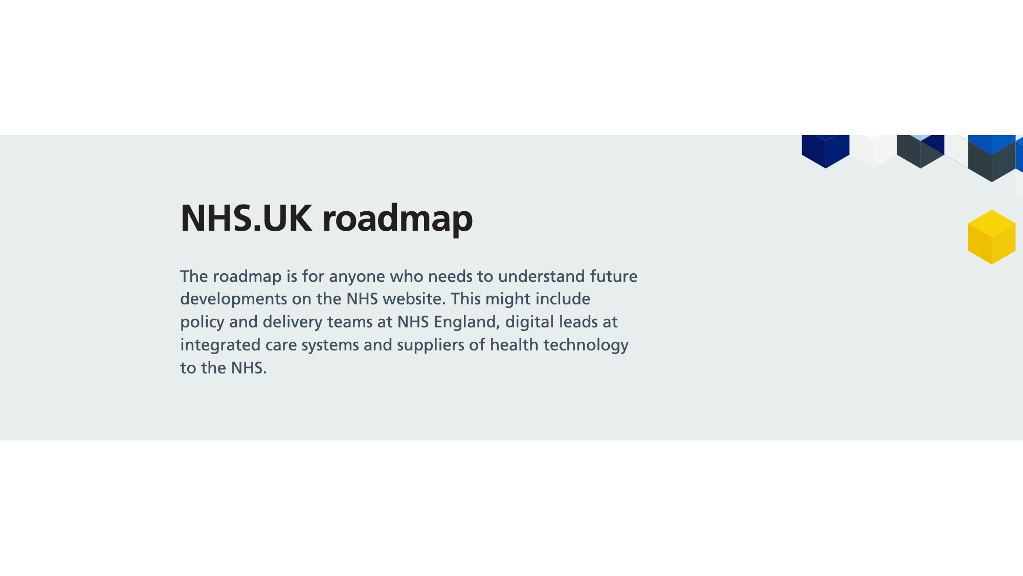 NHS.uk Roadmap - Digital Government Hub