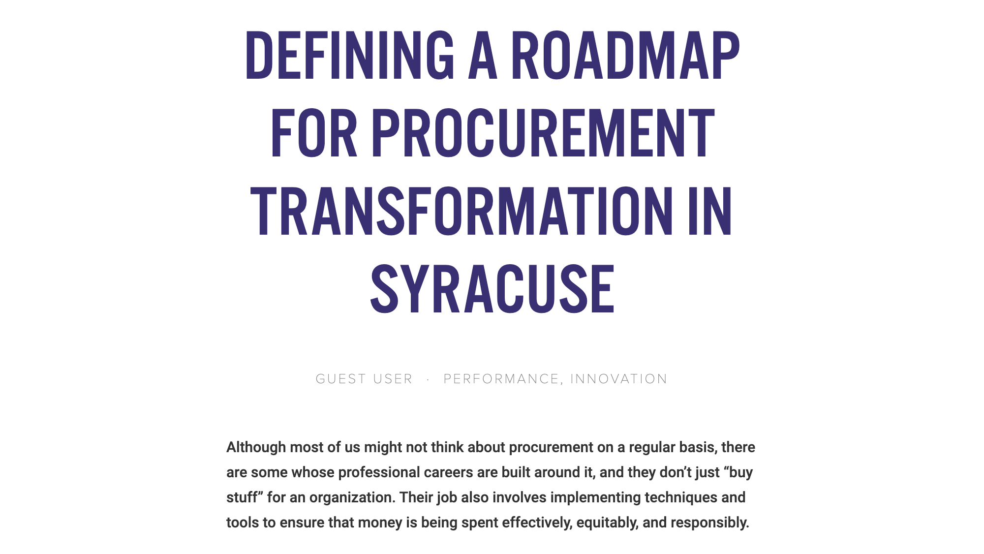 Defining a Roadmap for Procurement Transformation in Syracuse - Digital ...