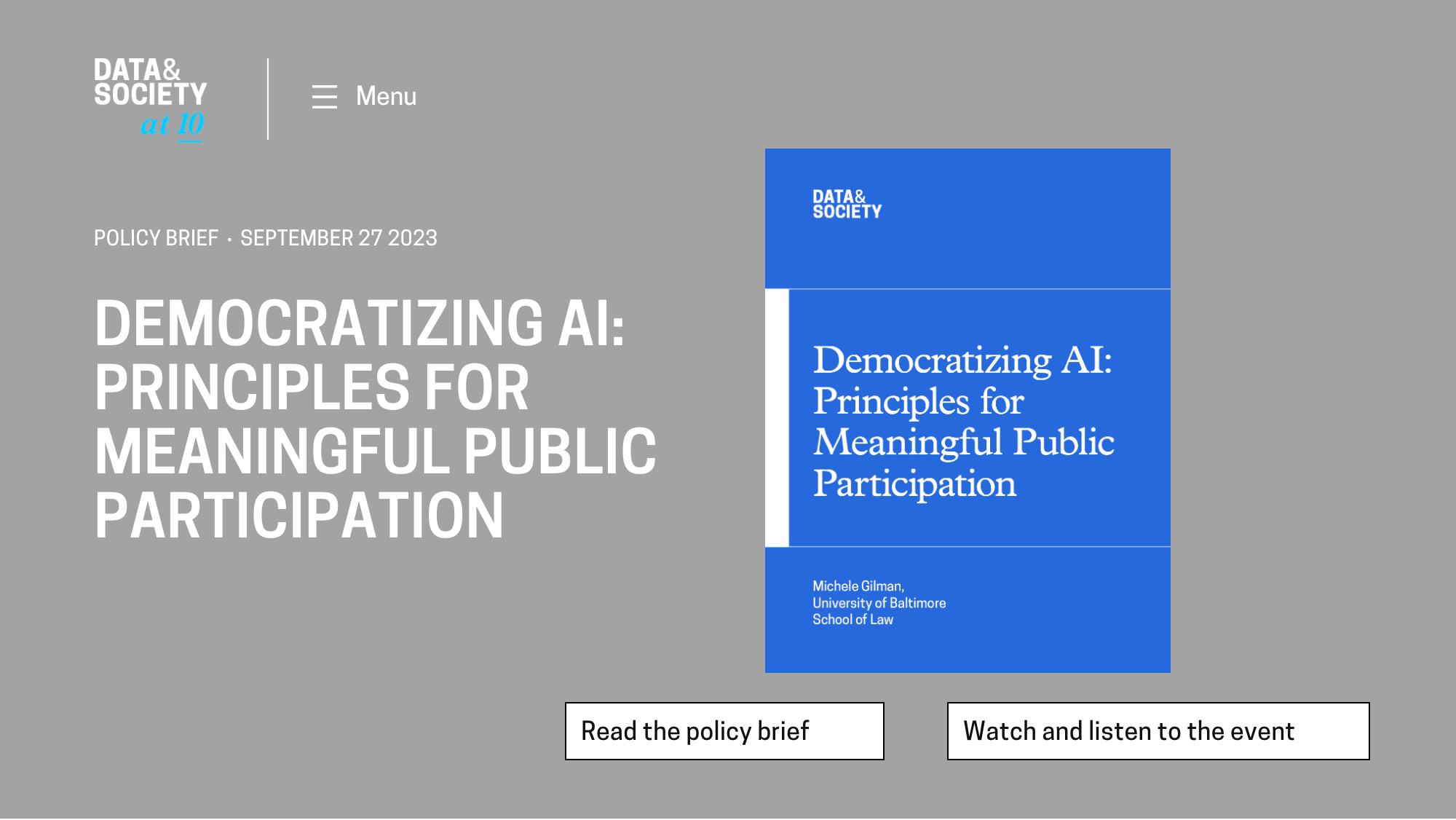 Democratizing AI: Principles for Meaningful Public Participation ...