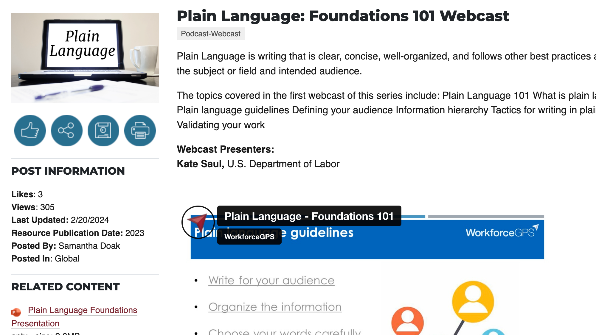 Plain Language: Foundations 101 Webcast - Digital Government Hub