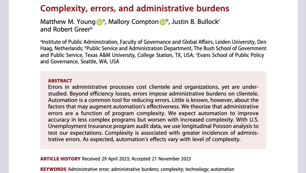 Complexity, errors, and administrative burdens - Digital Government Hub