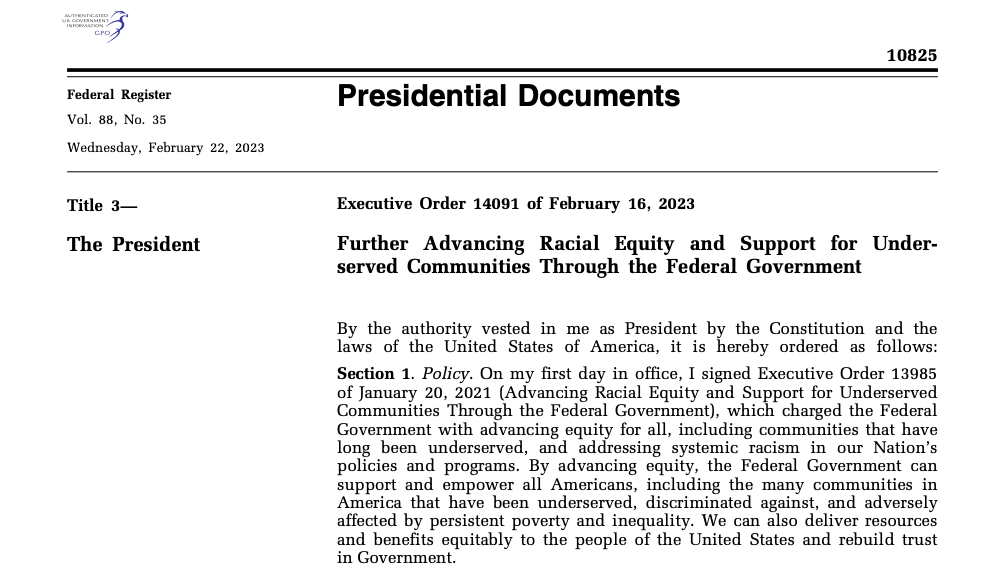 Further Advancing Racial Equity and Support for Underserved Communities ...