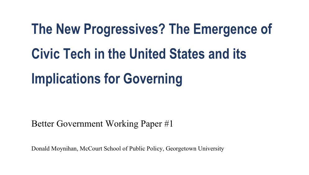 The New Progressives? The Emergence of Civic Tech in the United States ...
