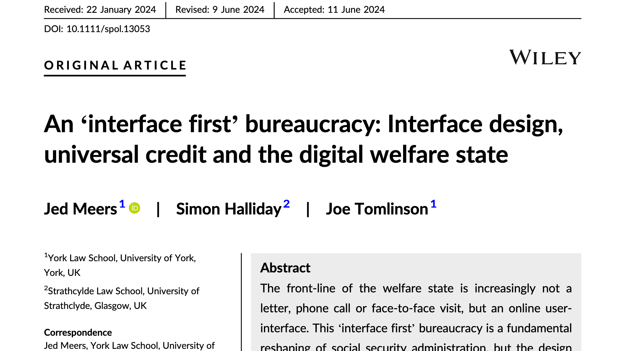 An ‘interface first’ bureaucracy: interface design, universal credit ...
