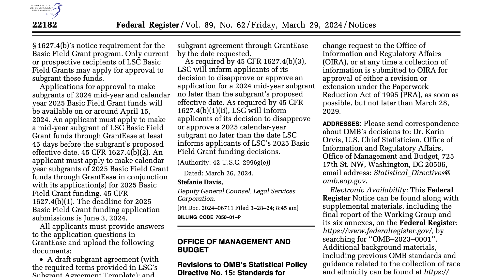 Revisions to OMB's Statistical Policy Directive No. 15: Standards for ...