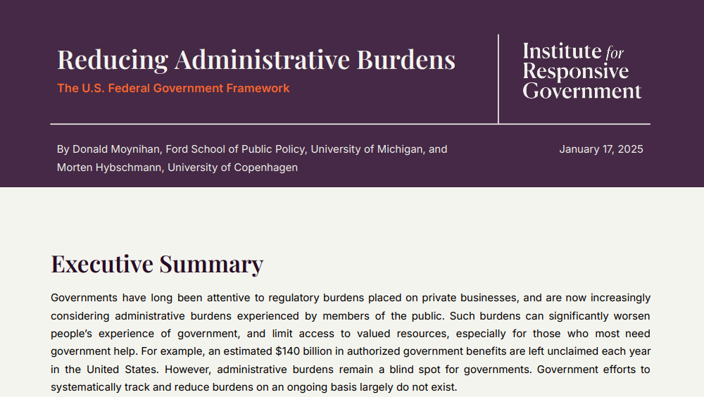 Reducing Administrative Burdens: The U.S. Federal Government Framework ...