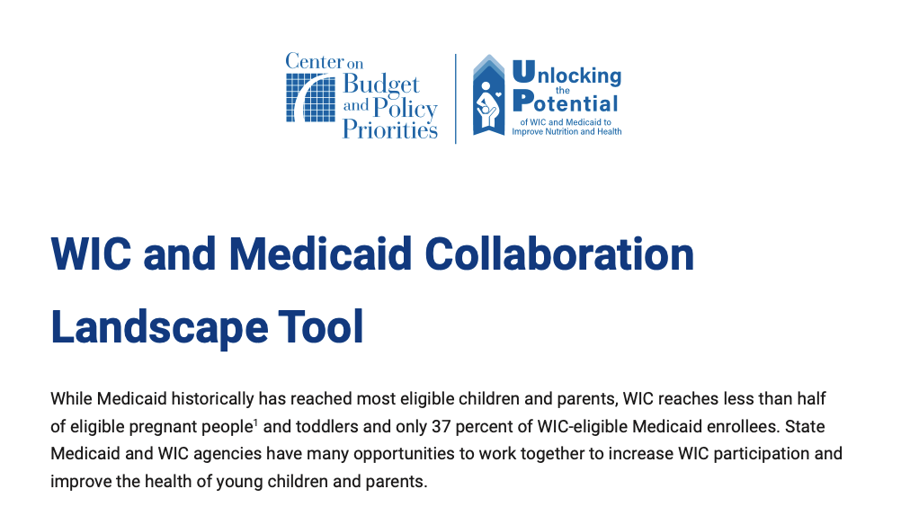WIC and Medicaid Collaboration Landscape Toolkit - Digital Government Hub