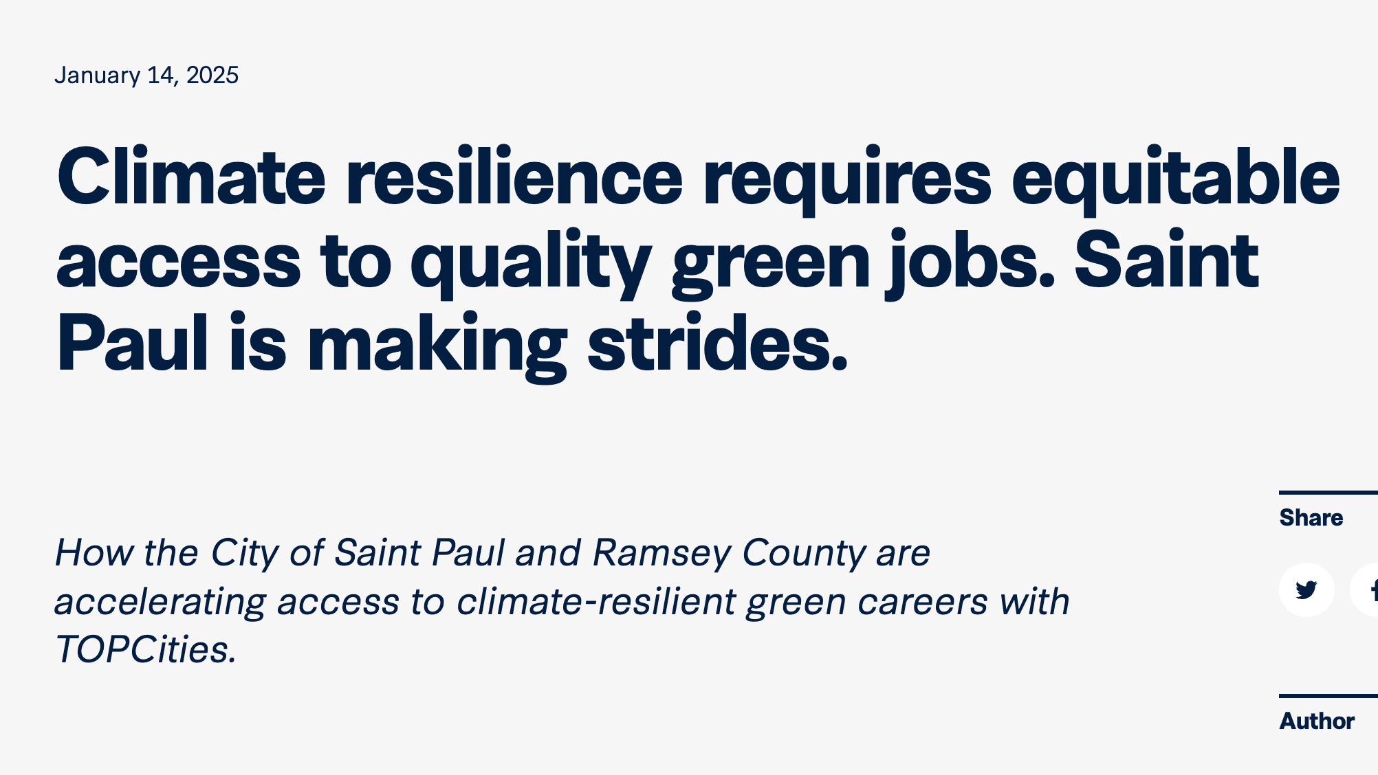 Climate resilience requires equitable access to quality green jobs ...