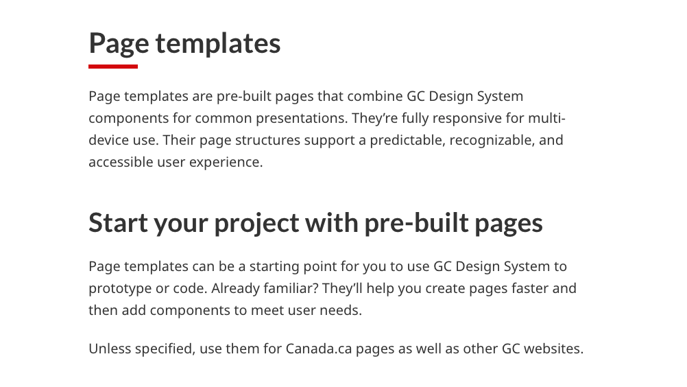 Government of Canada (GC) Design System Page Templates - Digital ...