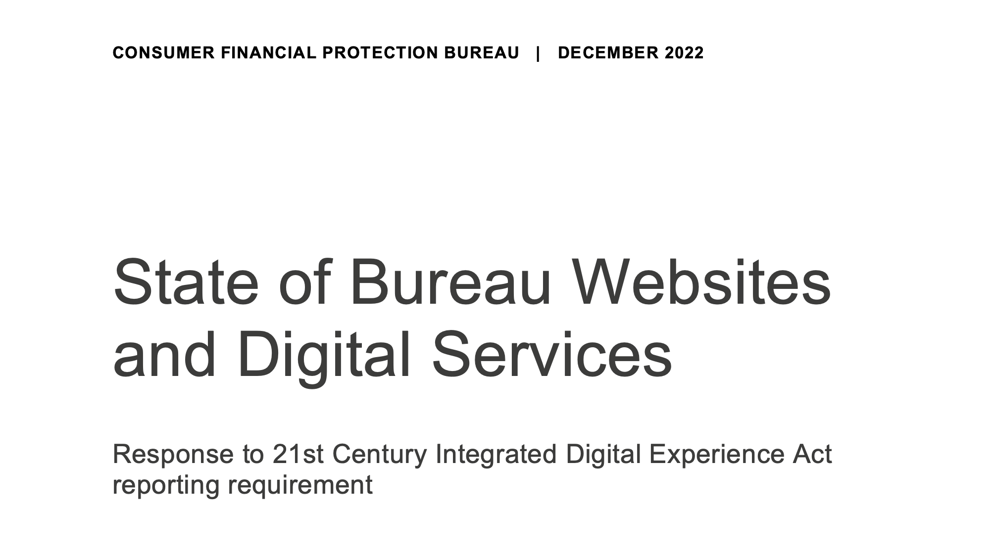 State of Bureau Websites and Digital Services: Response to 21st Century ...