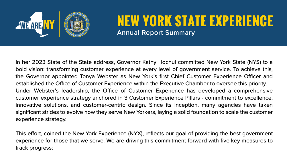 New York State Experience: Annual Report Summary - Digital Government Hub