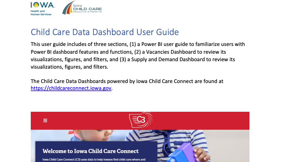 Iowa Child Care Data Dashboard User Guide - Digital Government Hub