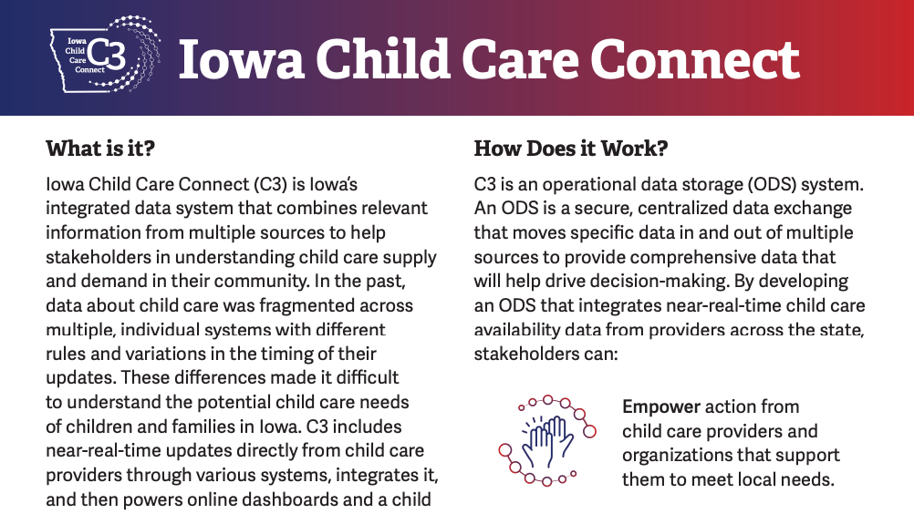 Iowa Child Care Connect (C3) One-Pager - Digital Government Hub