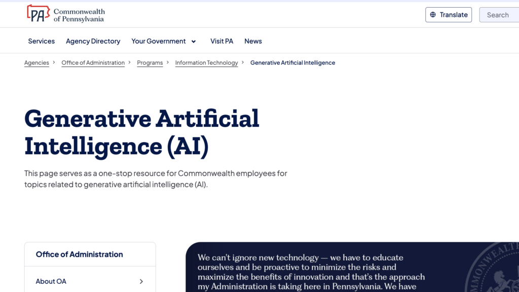 Commonwealth of Pennsylvania: Generative Artificial Intelligence (AI ...