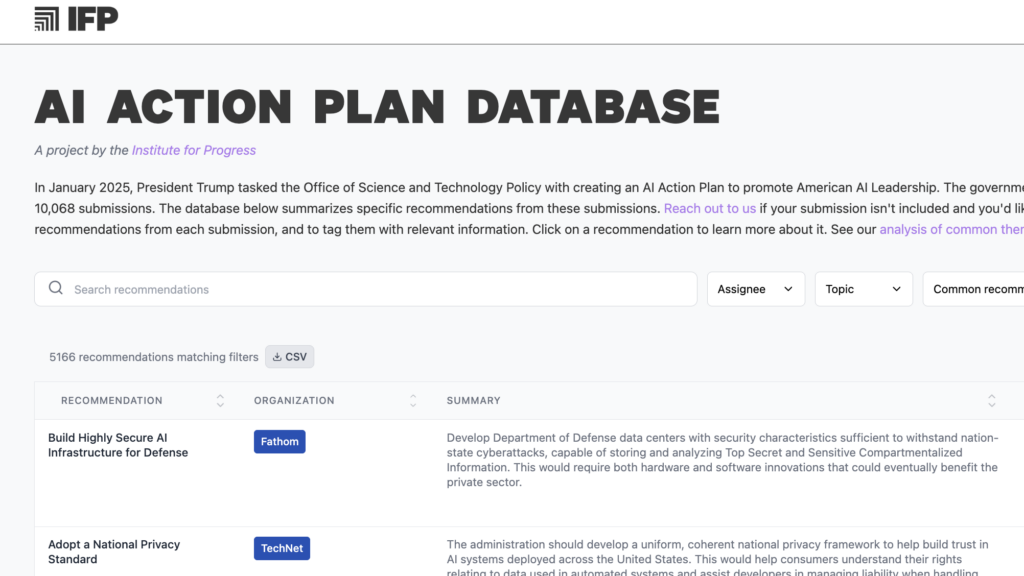 AI Action Plan Database - Digital Government Hub