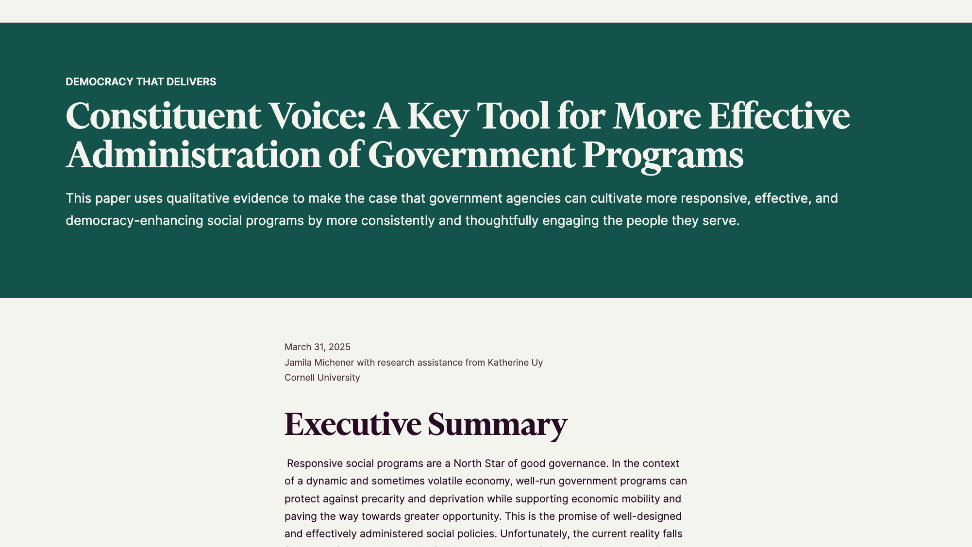 Constituent Voice: A Key Tool for More Effective Administration of ...
