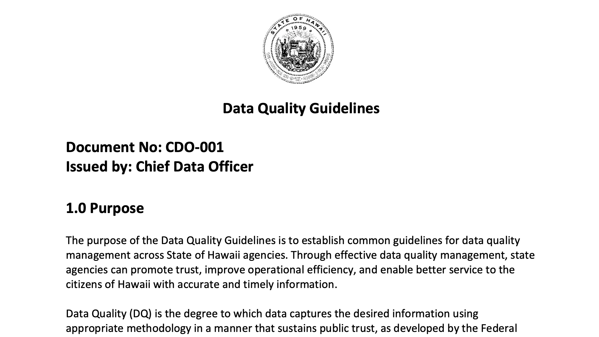 Hawaii Data Quality Guidelines - Digital Government Hub