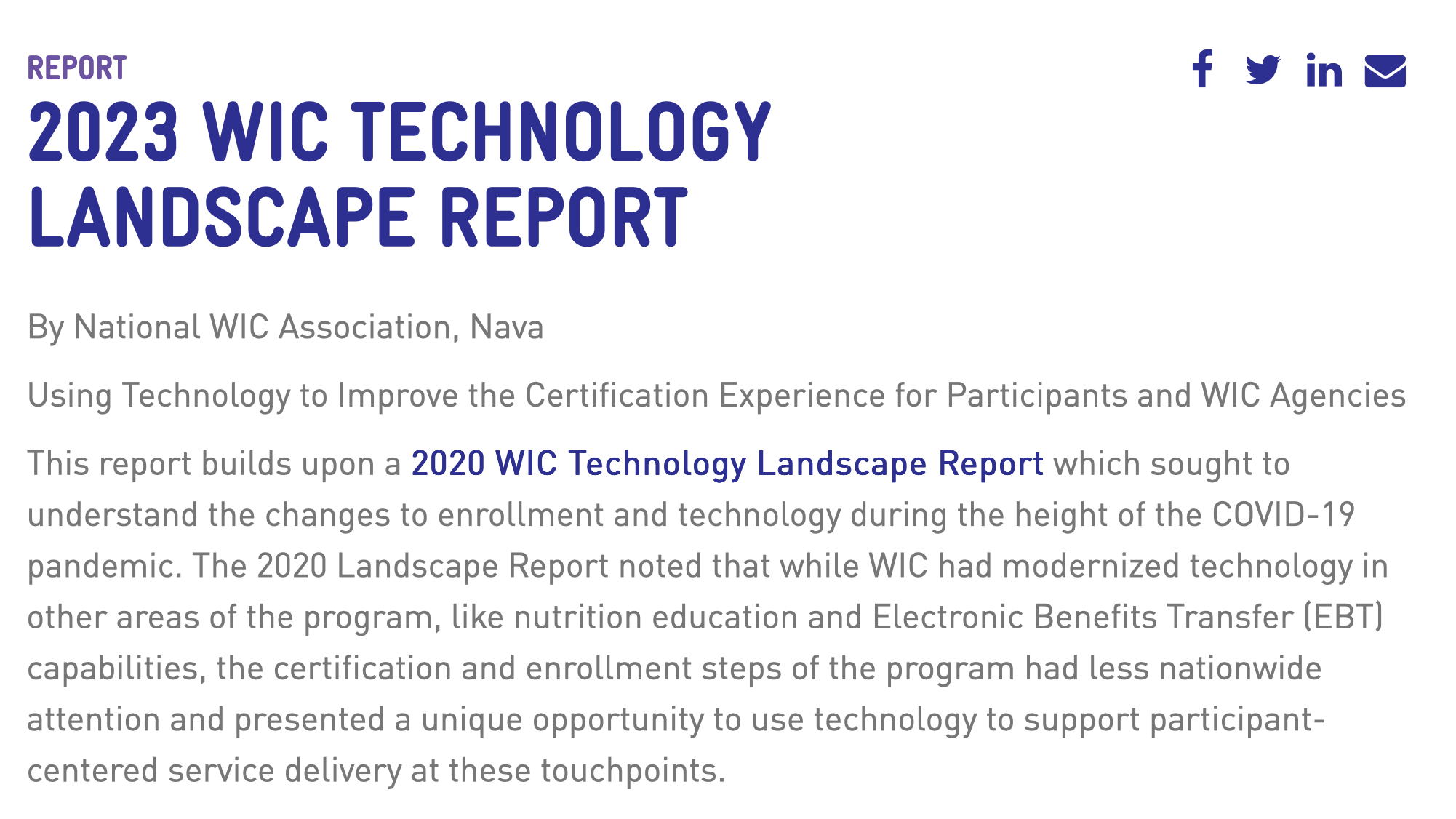 2023 WIC Technology Landscape Report - Digital Government Hub