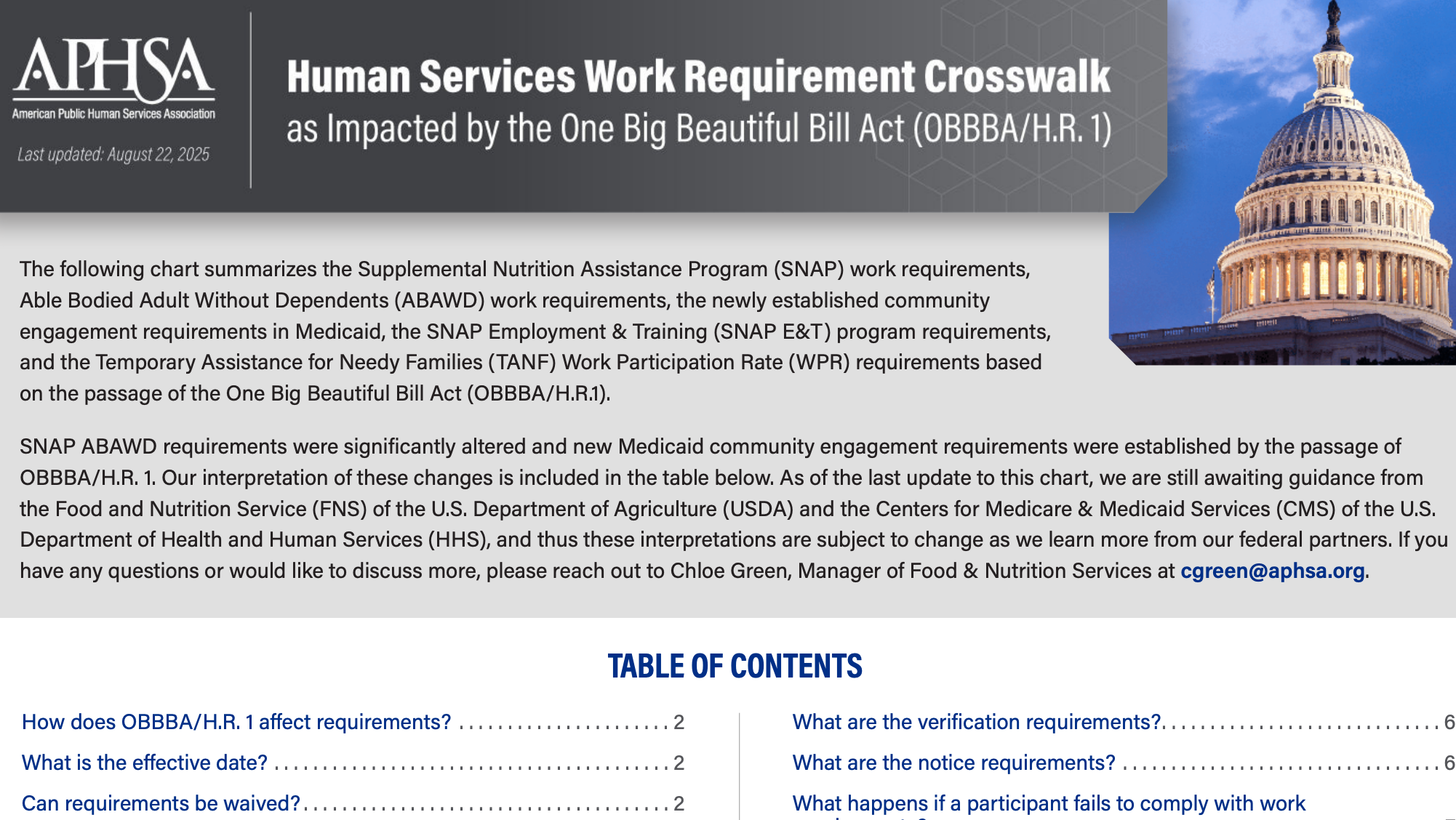 Human Services Work Requirement Crosswalk as Impacted by the Big ...