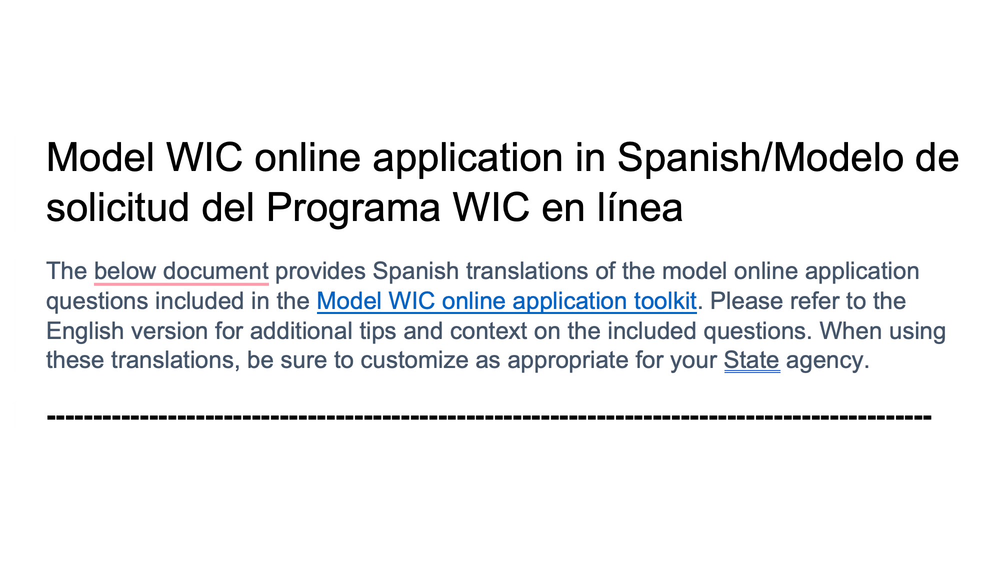 Model WIC Online Application: Resource for State Agencies - Spanish ...