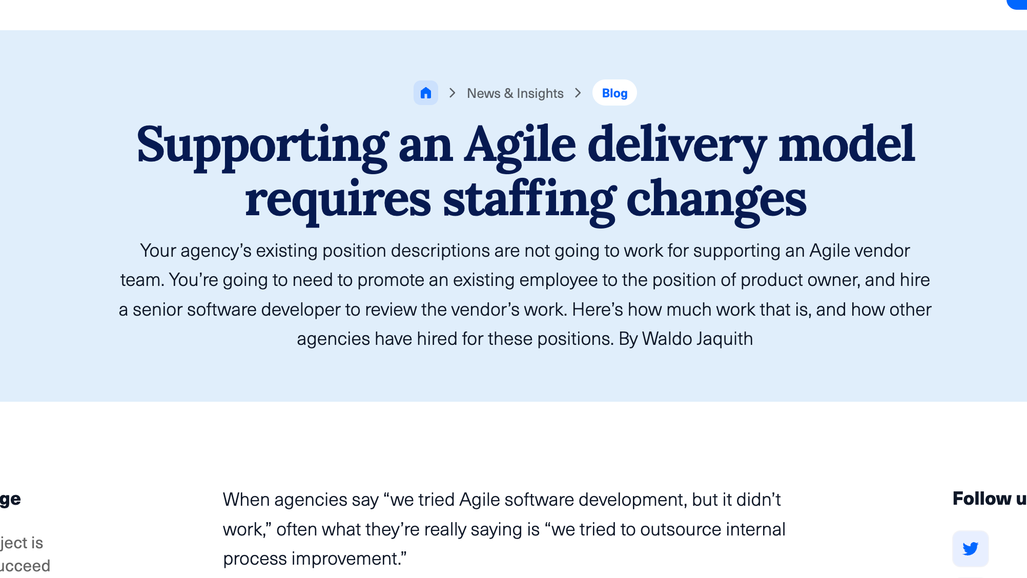 Supporting an Agile Delivery Model Requires Staffing Changes - Digital ...