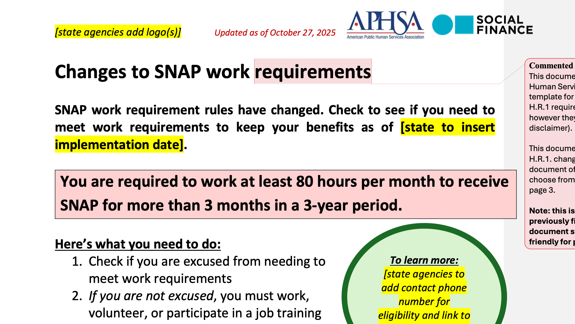 Template: SNAP Work Requirements Flyer for Participants - Digital ...