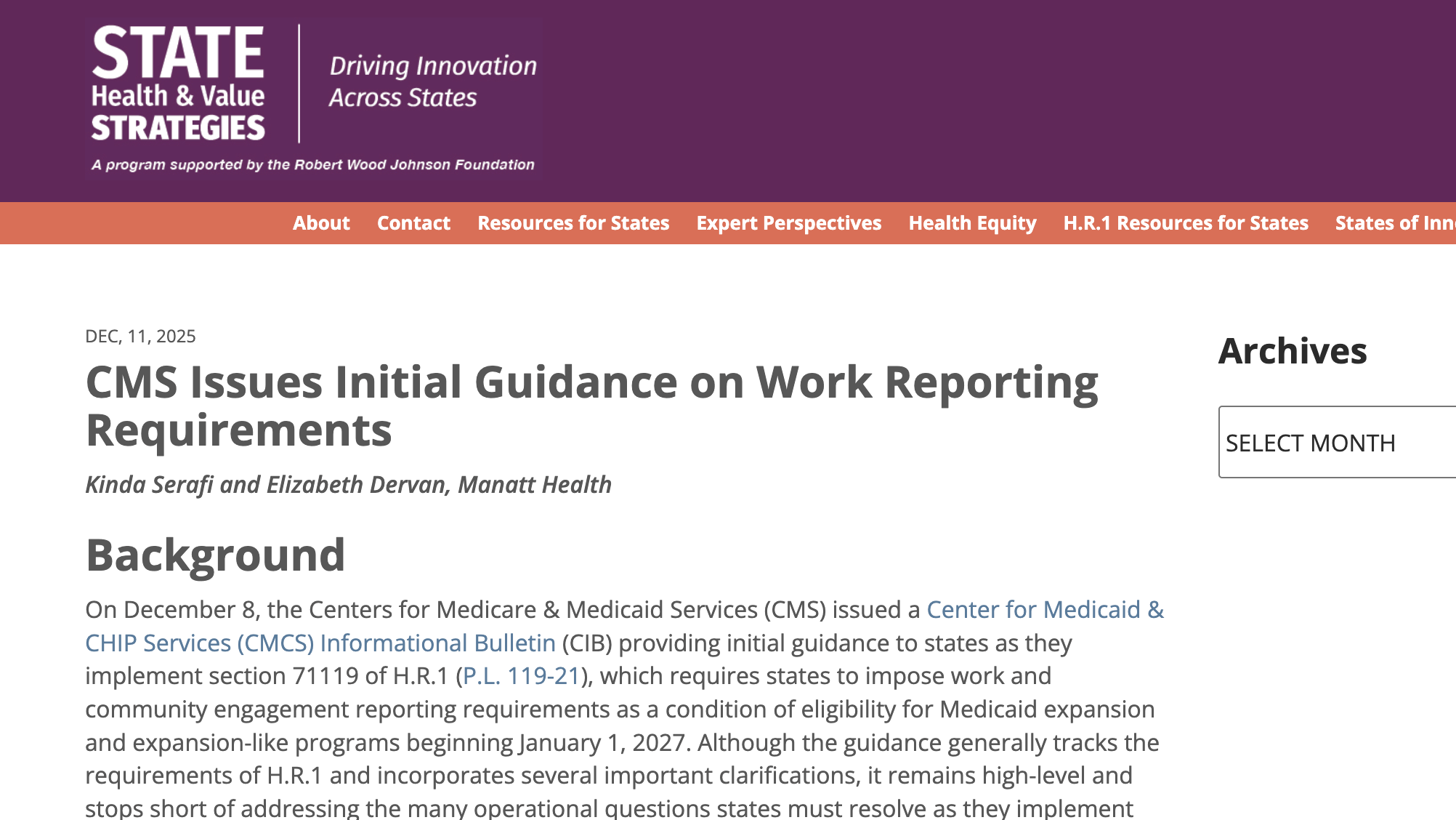CMS Issues Initial Guidance on Work Reporting Requirements - Digital ...