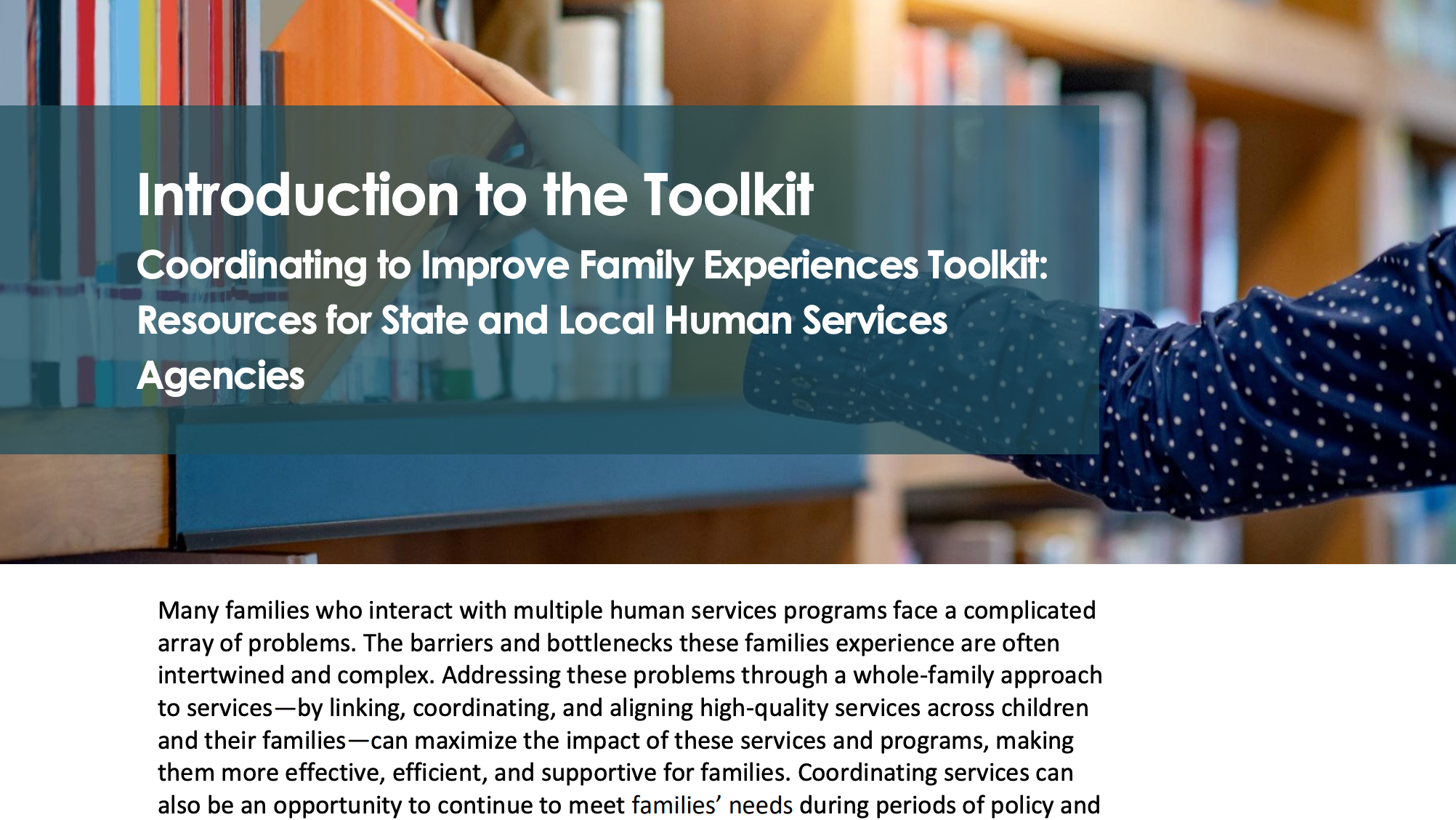 Coordinating to Improve Family Experiences Toolkit: Resources for State ...