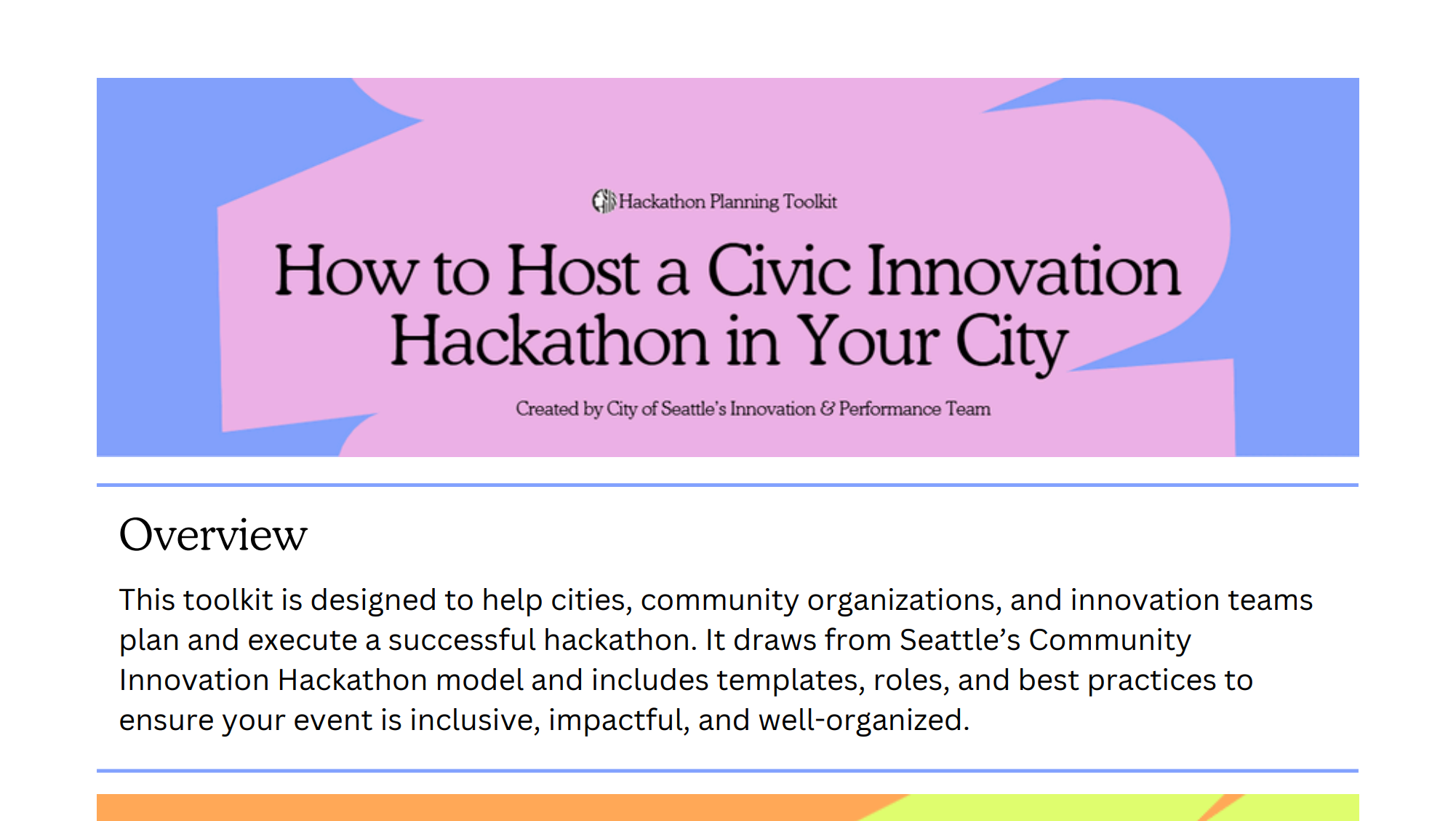 Hackathon Planning Toolkit: How to Host a Civic Innovation Hackathon in ...