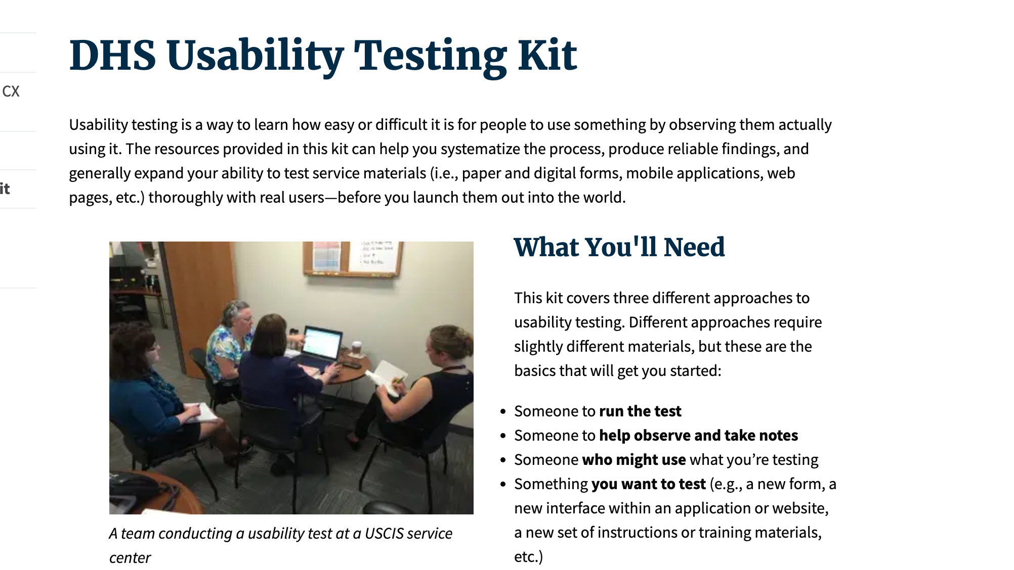 DHS Usability Testing Kit - Digital Government Hub